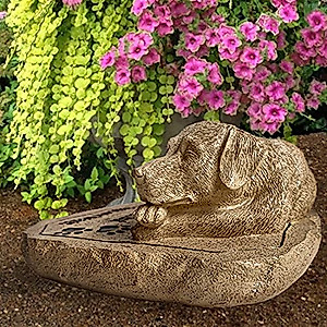 Lily's Home Weather Resistant Outdoor Memorial Garden Headstone with Dog Figurine