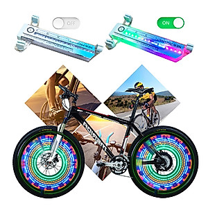 Bike Wheel Lights,Bike Spoke Lights Bicycle Wheel Lights,IPX5 Waterproof,2 Control Modes,Ultra Bright 32pcs LED 32 Exquisite Patterns,Bike tire Lights Bike tire Accessories (Blue 32LEDs-2pieces)