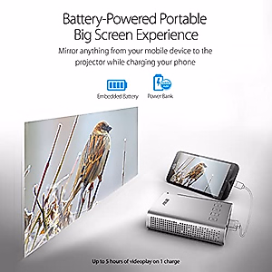 ASUS ZenBeam E1 Portable Mini Projector with Speakers HDMI/MHL 6000mAh Battery up to 5 hours | Auto Keystone | Award winning design | 2 Years Warranty