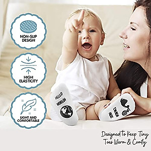 Baby Socks Gift Set for Boys & Girls - 6 Hilarious Gender Neutral Designs Perfect for Baby Shower - Cute Newborn Baby Socks for Baby Registry Search