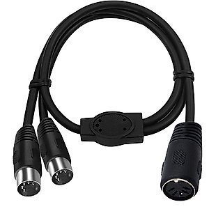 Seadream 1.64Feet MIDI DIN 5-Pin Splitter Y Adapter Cable, MIDI 5 Pin Female to Dual DIN 5 Male Extension Audio Cable