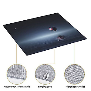 hot air balloon at night Printed Drying Mat For Kitchen Ultra Absorbent Microfiber Dishes Drainer Mats Non-Slip Silicone Quick Dry Pad - 18 X 16inch