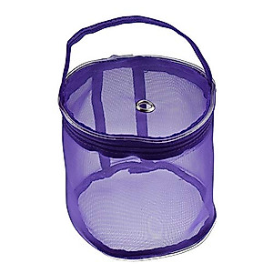 Katech Yarn Storage Case Empty Small Round Mesh Storage Bag Portable Knitting Yarn Balls Organizer Basket Crochet Thread Sewing Accessories Storage Tote Bags (Purple)