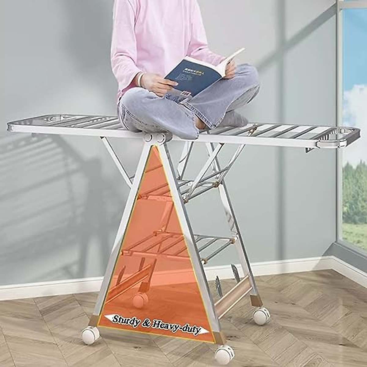 Clothes Drying Racks Outdoor, Heavy Duty Laundry Drying Rack, Portable Drying Rack Clothing, Folding Space Saving Garment Rack, Blanket Rack Clothesline, for Indoor Outdoor