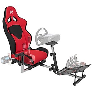 OpenWheeler GEN3 Racing Wheel Simulator Stand Cockpit, Red Seat. Compatible With Logitech G923 | G29 | G920 | Thrustmaster | Fanatec Wheels | Xbox One, PS4, PC Platforms