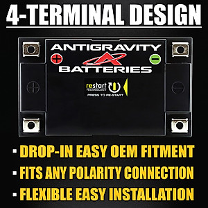 Antigravity ATX12 Performance Lithium Motorcycle Powersport Battery wth Built In Jump Starting, 6.1Ah. Replaces YTX12, YTX14, Honda, Yamaha, Kawasaki, Generators
