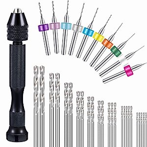 Mudder 36 Pieces Hand Drill Set, Include Pin Vise Hand Drill, Mini Drills and Twist Drills for Craft Carving DIY (0.3-1.2 mm PCB Drill)