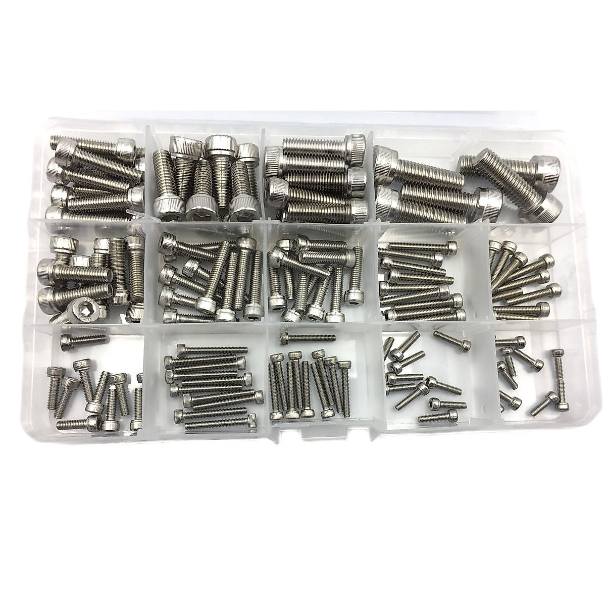 HVAZI 135pcs Metric M2.5 M3 M4 M5 M6 M8 304 Stainless Steel Hex Socket Head Cap Screws Assortment Kit