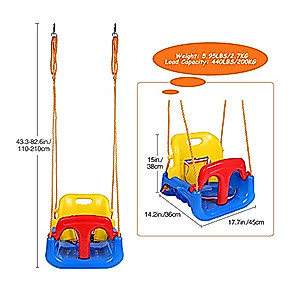 RedSwing 4 in 1 Baby Swing Seat with Tray, Toddler Swing, Anti-Flip Snug and Secure Detachable Infants to Teens Kids Swing Seat for Outdoor Playground