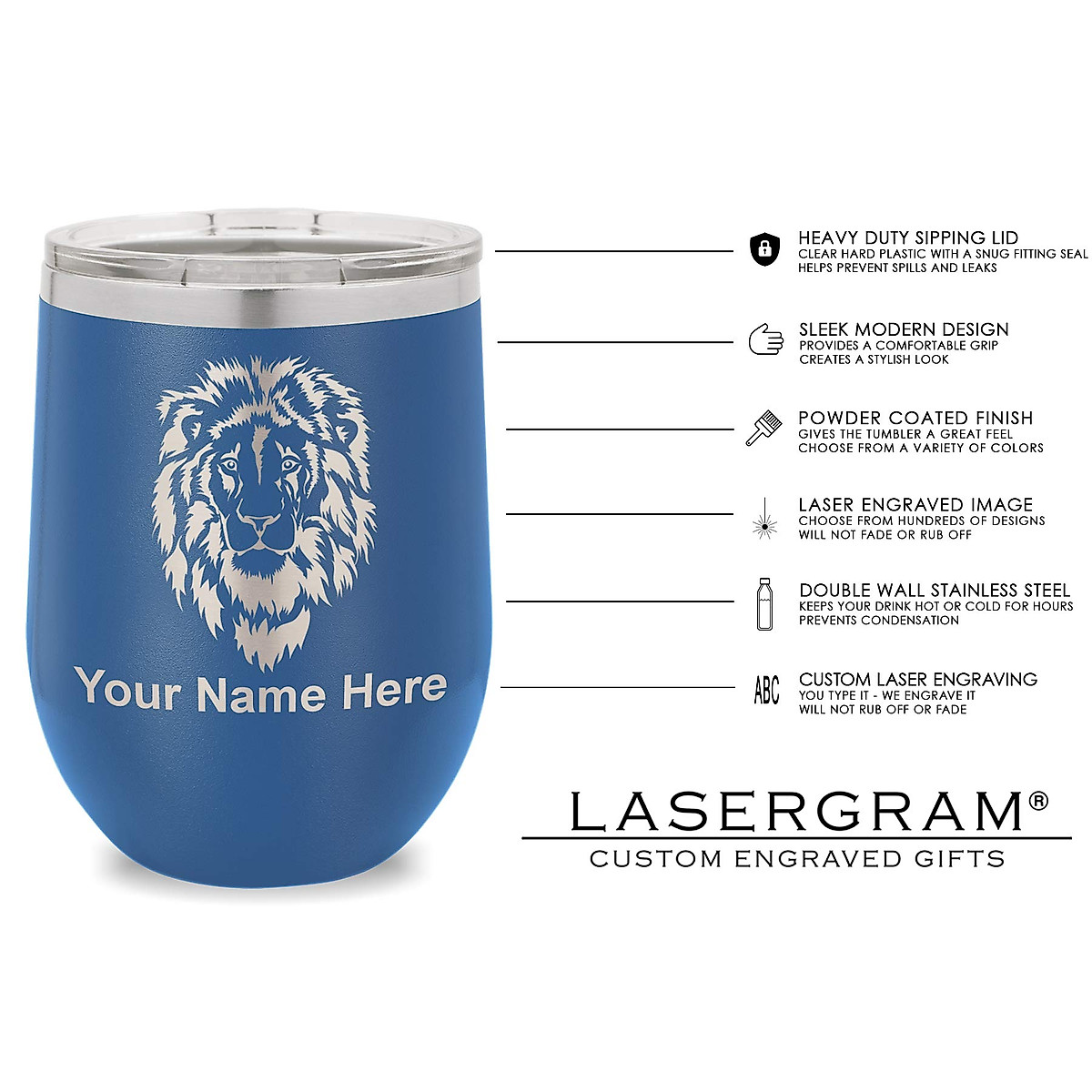 SkunkWerkz Wine Glass Tumbler, Swim Bike Run Vertical, Personalized Engraving Included (Dark Blue)