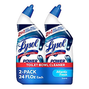 Lysol Power Toilet Bowl Cleaner Gel, For Cleaning and Disinfecting, Stain Removal, 24oz (2-pack)