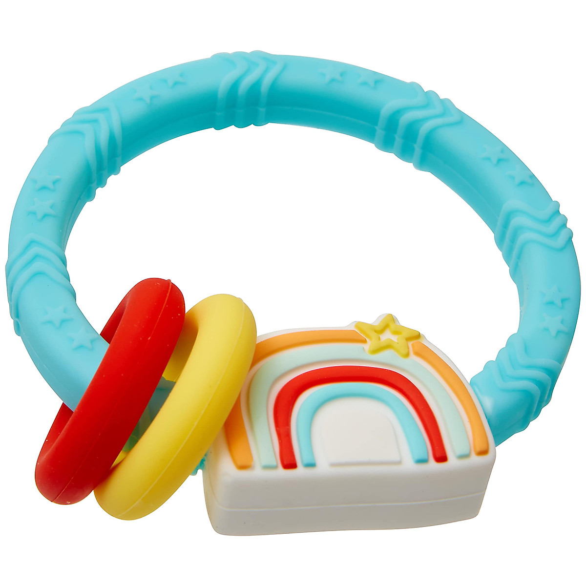 C.R. Gibson BTEE-24550 Colorful Rainbow Ring 100% Food Grade Silicone Teether for Babies, 3.15" W x 3.25" L, Multicolor