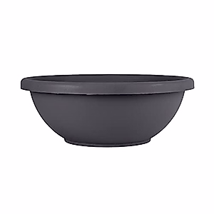 The HC Companies 22 Inch Large Garden Bowl Planter - Shallow Plant Pot with Drainage Plug for Indoor Outdoor Flowers, Herbs, Warm Gray