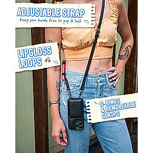 Smartish iPhone 14 Pro Max Crossbody Wallet Case - Dancing Queen [Purse/Clutch with Detachable Strap & Wristlet] Protective Cover with Credit Card Holder - Stiletto Black - Gunmetal