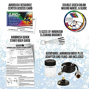 Master Airbrush Cool Runner II Dual Fan Air Compressor Professional Airbrushing System Kit with 3 Airbrushes, Gravity and Siphon Feed - Holder, Color Mixing Wheel, Cleaning Brush Set, How-To Guide