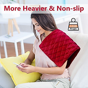 ZXU Weighted Heating Pad, 2 lb Weighted Heated Pad for Back Pain Reliefs,12 Heat Setting, 1-24Hour Auto Shut off, Stay on Function ，Moist Heat, Hot Heated Pad for Shoulders and Cramps Relief