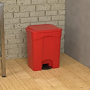 Krollen Industrial 72 Qt. / 18 Gallon Red Rectangular Step-On Trash Can, Hands-Free Disposal, Garbage Bin with Foot Pedal