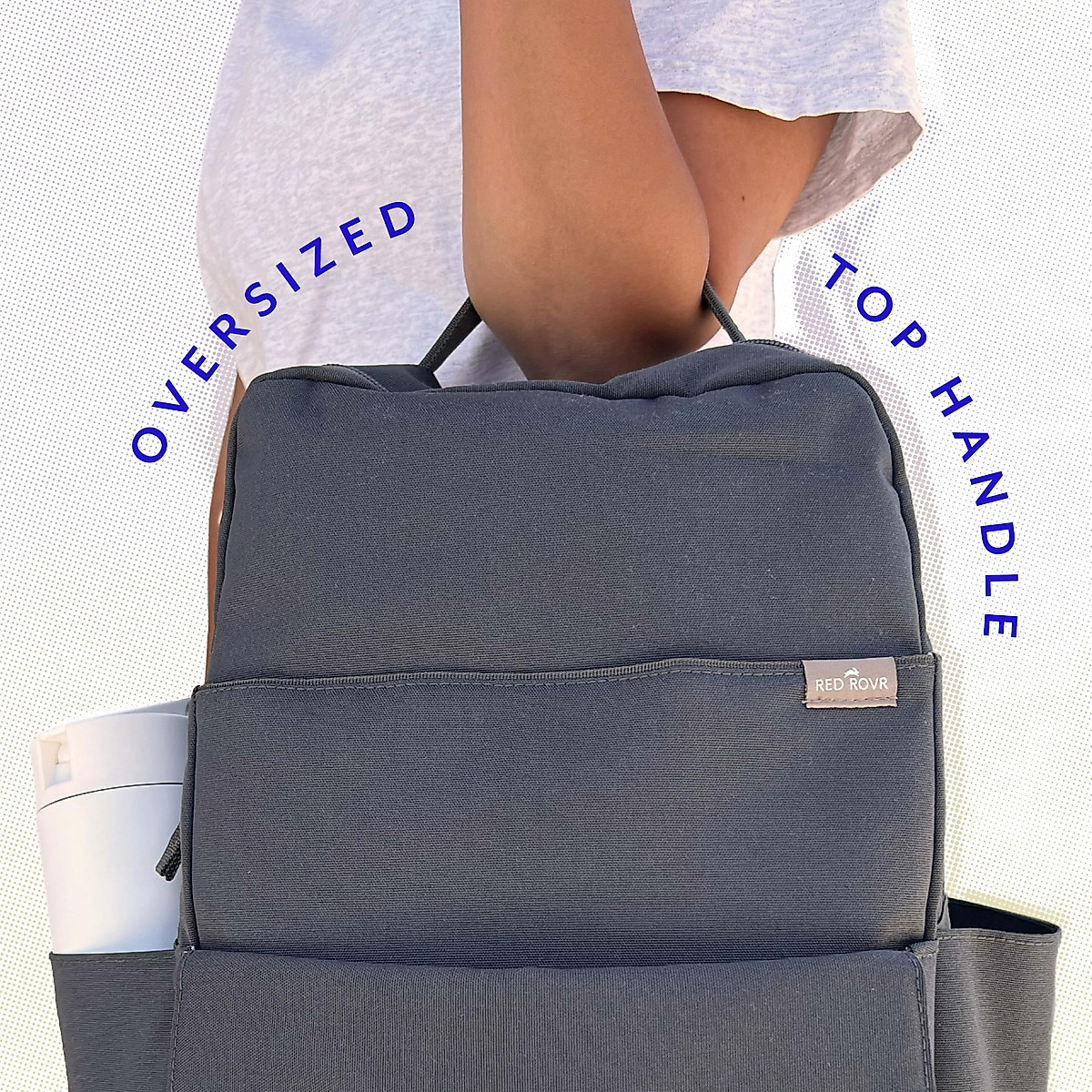 Red Rovr Roo Backpack | Lightweight Diaper Bag with Changing Pad | Large Capacity | Multifunctional Travel Pack | Exterior & Interior Pockets | Water Resistant | Great Gift for Mom & Dad | Charcoal