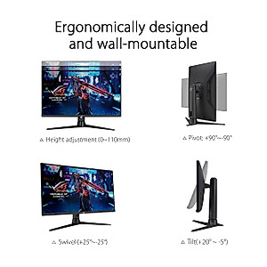ASUS ROG Strix 27” 1440P Gaming Monitor (XG27AQMR) - 27”, QHD (2560 x 1440), Fast IPS, 300Hz, 1ms, G-SYNC Compatible, FreeSync Premium Pro, Extreme Low Motion Blur Sync, DisplayPort, DisplayHDR 600