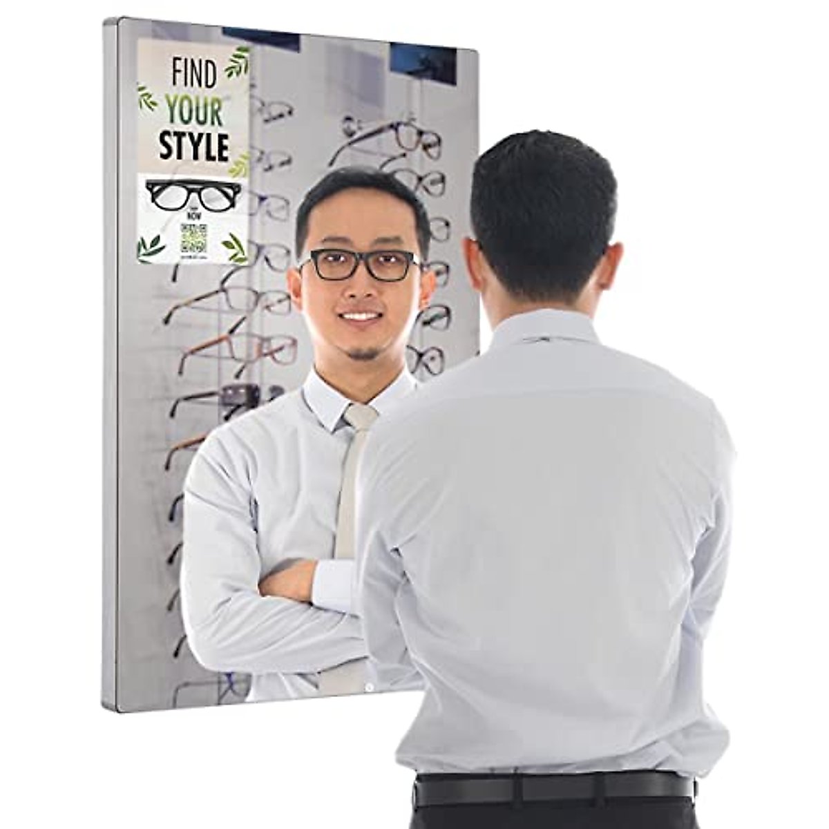 Displays2go 32" Wall Mounted Digital Signage Mirror with Motion Sensor, Android 7.1 - Silver (DGMM32)