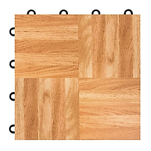 IncStores 3/8" Thick Snap Together Dance Flooring Tiles | 12”x12” Printed Vinyl Dance Floor Tiles for Practice & Performance | Oak | 9 Tile Pack