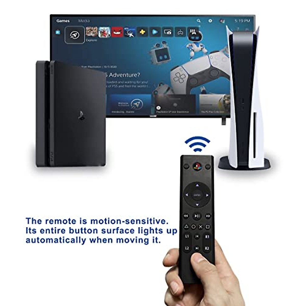 PS5 Accessories Remote for Playstation 5 & Playstation 4 Console, PS5/PS4 Media Remote Control with Bluetooth Enabled, PS4PS5Remote