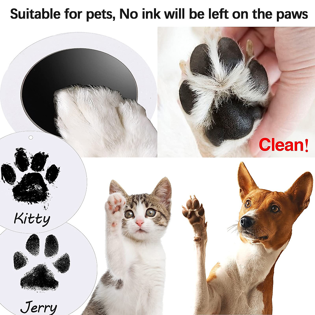 Ink Pad for Baby Hand and Footprints, 2Pcs Clean Touch Ink Pads with 6 Imprint Cards, Dog Paw Print Kit, Doesn’t Touch Skin, Inkless Print Kit Safe Non-Toxic for Newborn Baby, Family Keepsake