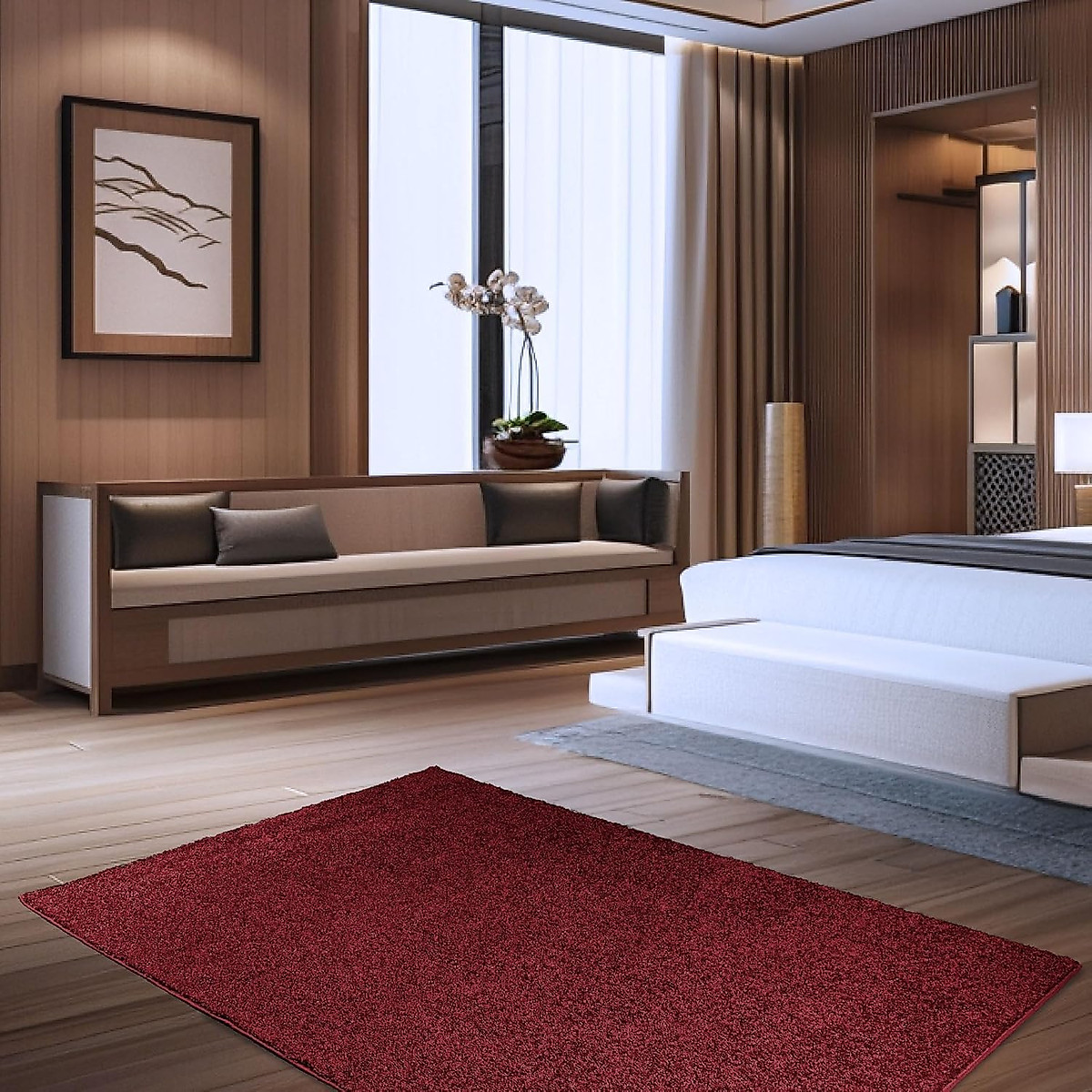 Bright House Solid Color Area Rugs Burgundy - 2' x 4' Rectangle, Indoor, Stain & Fade Resistant, Perfect for Living Room, Bedroom, Dining Room, Entryway, Doorway, Pet & Kids Friendly Rug, Wedding