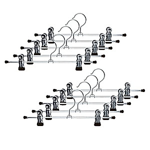 Mawa by Reston Lloyd Non-Slip Space-Saving Clothes Hanger For Pants & Skirts with Two Non-Slip Clips, Style K/30D, 12-Inch, Set of 10, Black