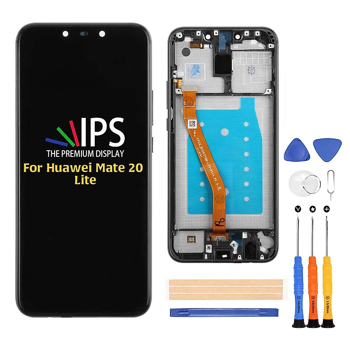Compatible with Huawei Mate 20 Lite SNE LCD Display Screen Replacement,for Huawei Mate 20 Lite SNE LX1 LX2 LX3 Display LCD Panel Repair Parts Kit,with Tempered Glass+Tools(Black) (Black with Frame)