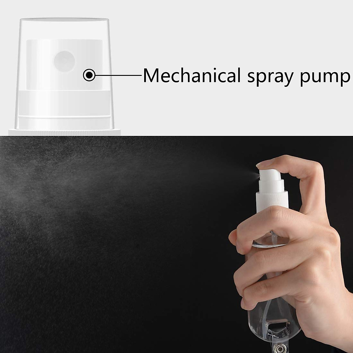 Linkidea 1.69oz Empty Hand Soap Bottles, Portable Travel Plastic Bottles, Fine Mist Spray Bottle, Reusable Squeezable Leak Proof Toiletries Container with Keychain & Stretchable Lanyard (4 Pack)