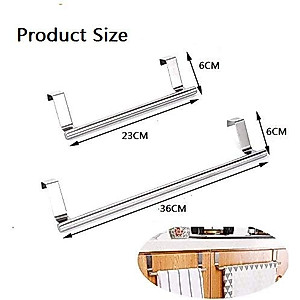 Kitchen Towel Holder Over Cabinet Door Tea Towel Hanger, Door Hook for Universal Fit on Inside or Outside of Cupboard Doors, Stainless Steel -23CM