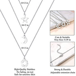 Friendship Necklace for 3 Trio Necklaces for Best Friends Matching Sun Moon Star Necklace Friendship Jewelry Gifts for 3 Women Teens Girls