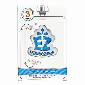 EZ Squeezees Refillable Food Pouches,sold in pack of 3. 3 pouches each, 6.5 fl oz
