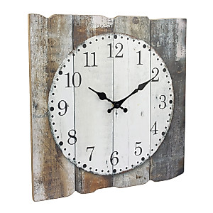 Stonebriar Square 15" Rustic Farmhouse Worn Wood Arabic Number Battery Operated Wall Clock