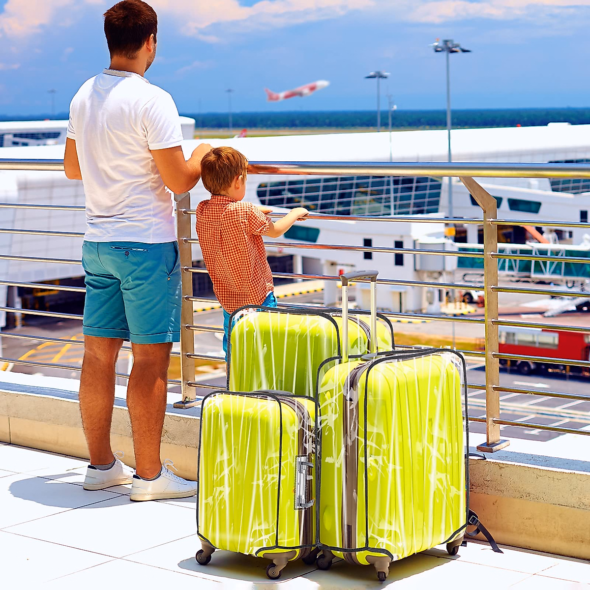 Reginary 8 Pieces Clear Luggage Cover PVC Waterproof Suitcase Cover Protector for Luggage Spinner Wheels Suitcase(20 Inches, 24 Inches, 28 Inches, 30 Inches)