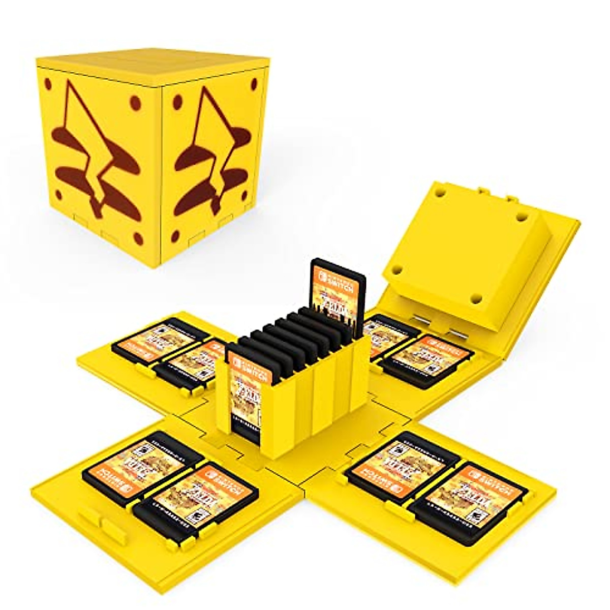 UFOPETIE 16 in 1 Game Case for Nintendo Switch Game Storage,Compatible with Nintendo Switch Case Pokemon Theme,Nintendo Switch Game Card Holder,for Switch Accessories-Tail-Thumb Grip 2PCS