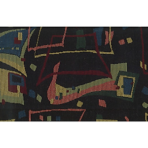 Blazing Needles Round Patterned Tapestry Tufted Footstool Cushion, 18", Spin City