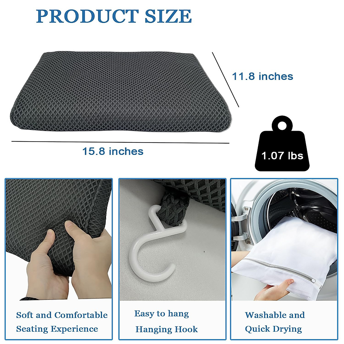 REEZEIVI Shower Seat Cushion with Non-Slip Silicone Bottom,Soft 4D Mesh Fabric,Bathtub Chair Pad for Elderly,Quick Drying and Washable Shower Seat Mat, Design for Elderly, Senior, Handicap,Disabled