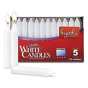Hyoola White Candles - Short Candlesticks - 6 Inch Candle Sticks (15cm) - 5 Hour Burn Time (72 Pack), European Made