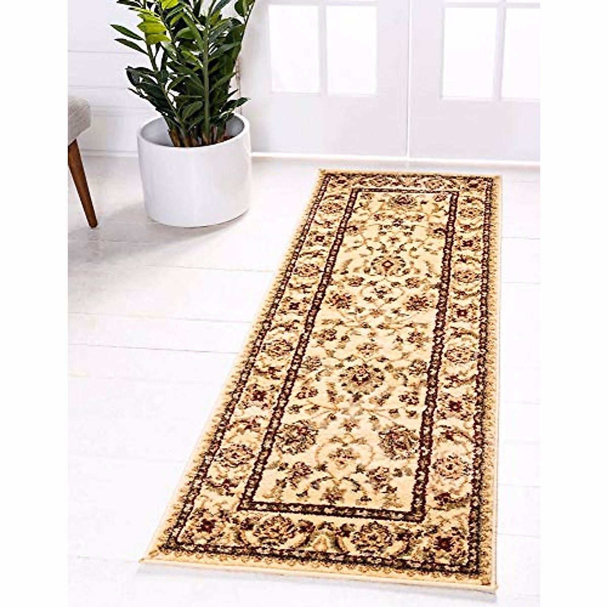 Unique Loom Voyage Collection Traditional Oriental Classic Area Rug (2' 7 x 12' 0 Runner, Ivory/Gold)