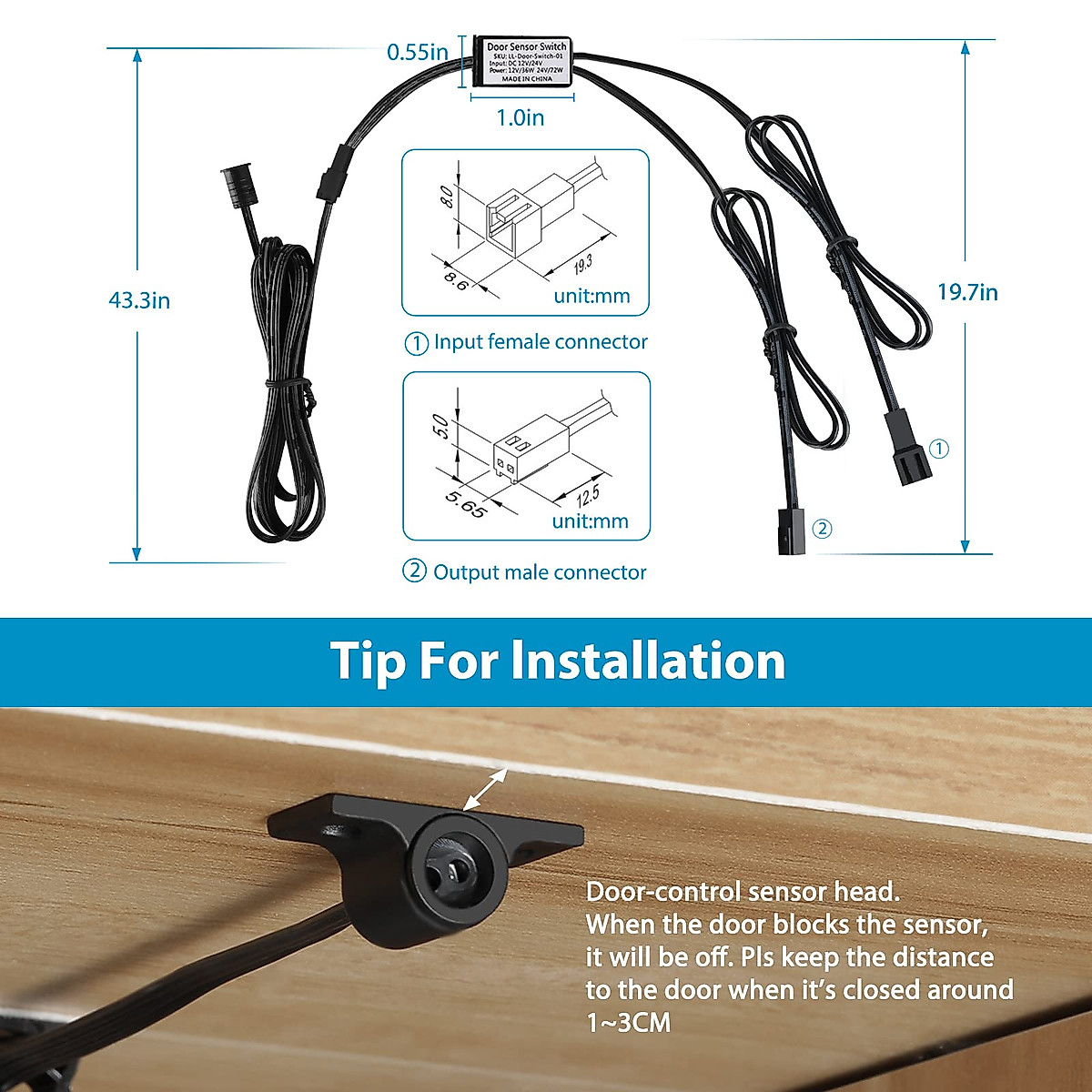 Litever LED Safe Lighting Kit. Door Control Activated. 6 pcs Slim 12 inch Light Bars. Linkable Extendable Plug-in for Gun Safe, Closet, Showcase, in-Cabinet Under Counter Pantry. Daylight 5000K