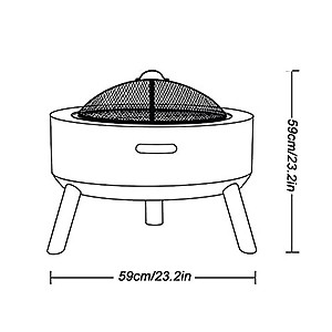 Fire Pit Wood Burning fire Pit, 23 inches fire Pit, Suitable for Garden, Backyard, Poolside