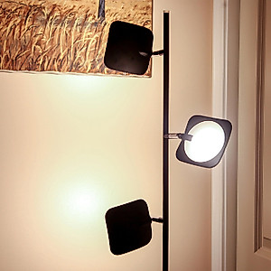 Brightech Tree Floor Lamp for Living Rooms & Offices, Dimmable Standing Lamp for Bedroom Reading, LED Spotlight Floor Lamp, Tall Lamp with Adjustable Panels for Minimal Space Use - Black