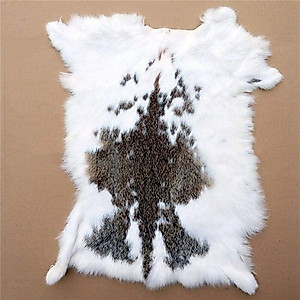 Natural Spotted Color Rabbit Fur Pelt Hide(10" by 12" with Sewing Quality Leather) - Soft Professionally Tanned 1PCS