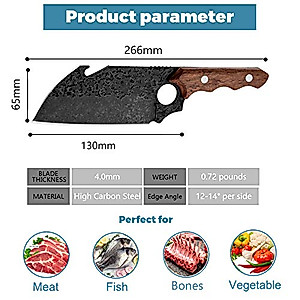 Purple Dragon Boning Knife Hand Forged Chef Knife with Leather Sheath Gift Box Bottle Opener Design Sharp Meat Butcher Cleaver Kitchen Knife for Kitchen Outdoor BBQ Camping