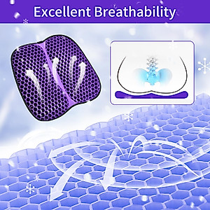 Muzsoul Gel Seat Cushions for Office Chairs Desk Chair Wheelchair Cushion - Tailbone Pain Relief Cushion Cool Breathable Without Sweating Non-Slip Cover Ergonomic Seat Cushion