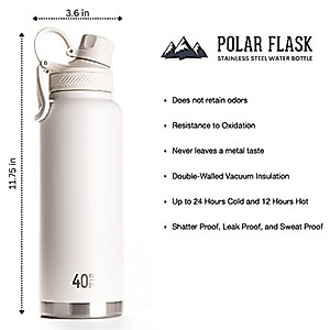 POLAR FLASK Stainless Steel Sports Water Bottle – 3 Premium Lids – Keeps Liquids Cold or Hot, Leak Proof & Sweat Proof