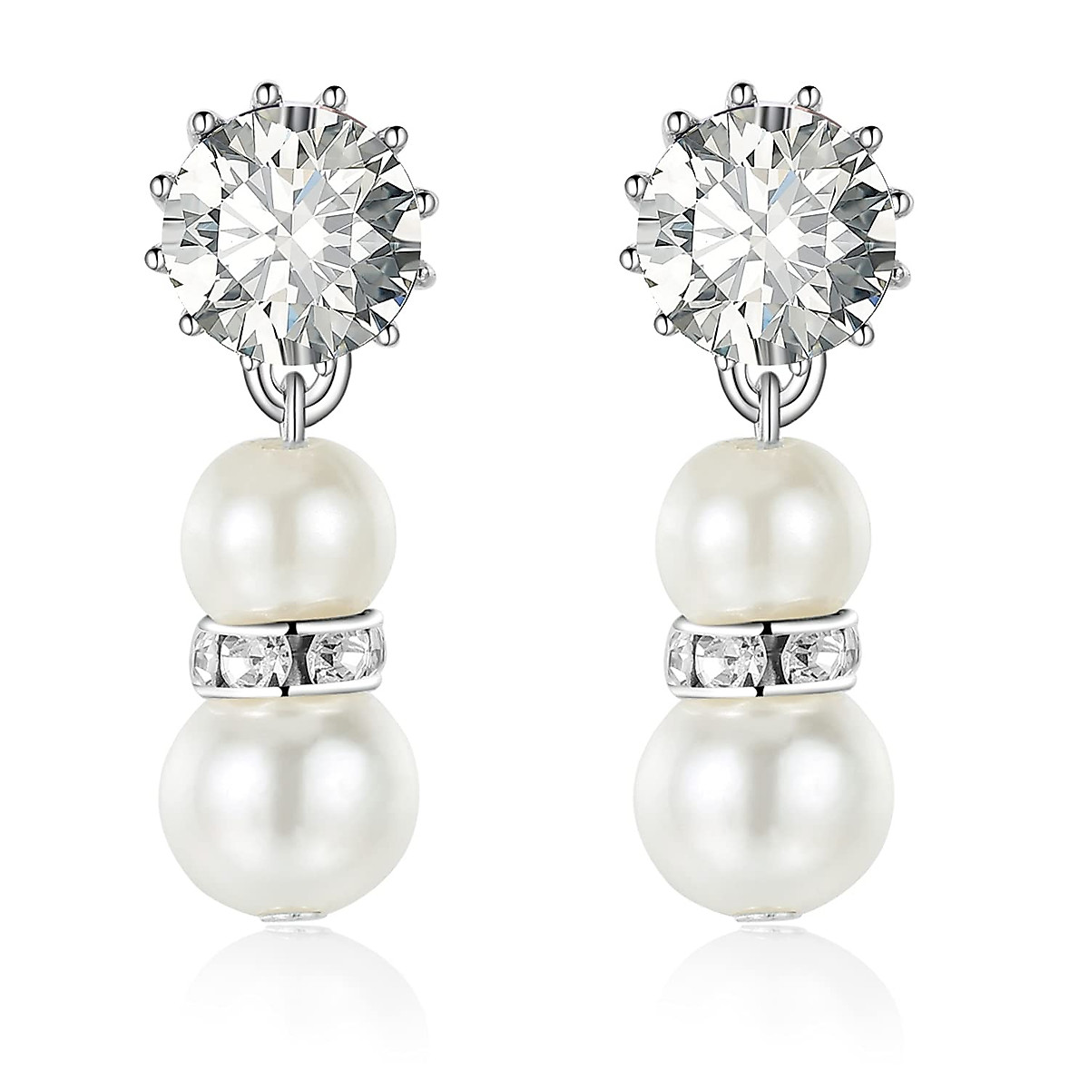 BABEYOND 1920s Gatsby Pearl Necklace Vintage Bridal Pearl Necklace Earrings Jewelry Set Multilayer Imitation Pearl Necklace with Brooch (Style 1)