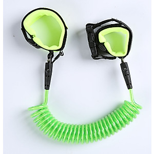 DOYOMODA Child Anti Lost Safety Wrist Link Kids Harness Leash Strap Rope Double PU (Green, 2.0m)